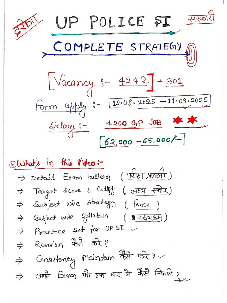 UP Police SI Strategy | PDF