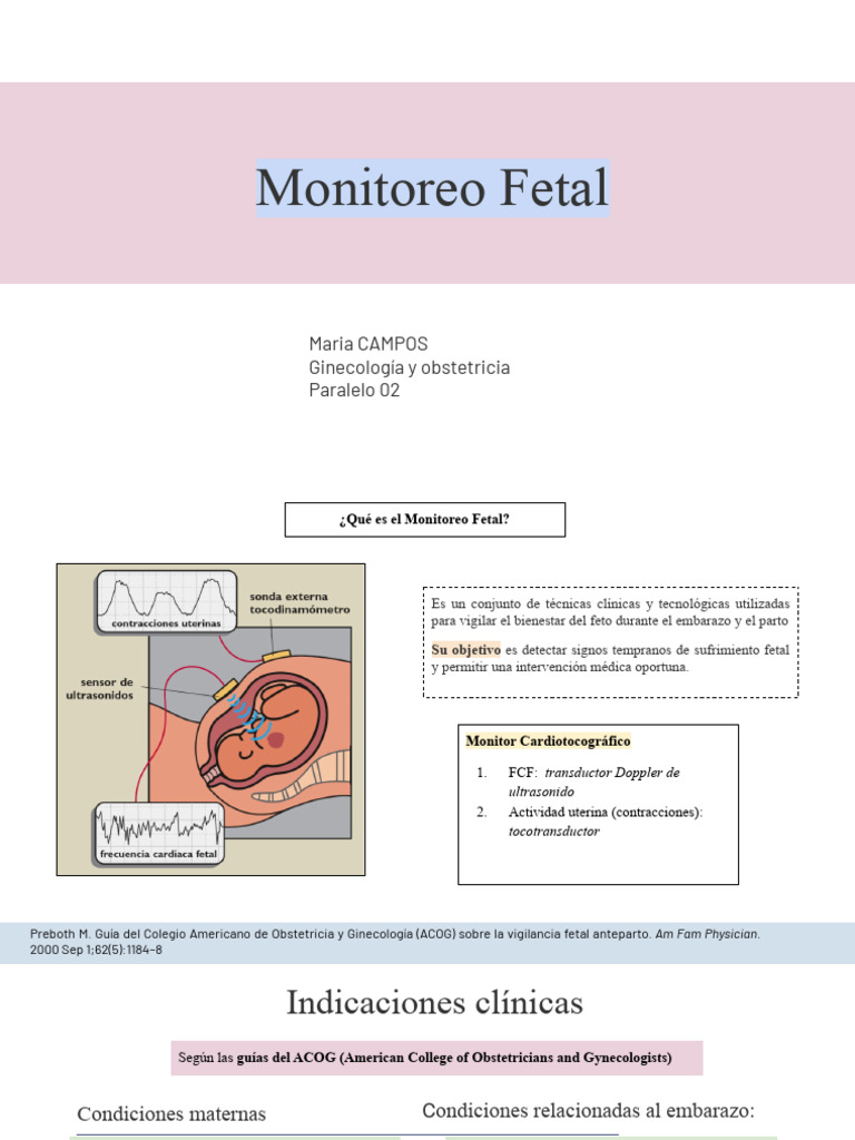Campos Monitoreo Fetal. Ginecología Práctica | PDF | El embarazo | Parto