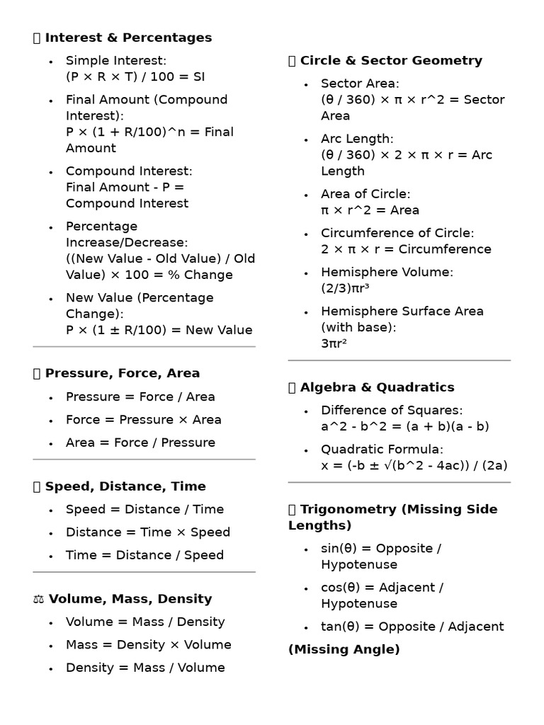 Math Equations Up Till Year 9 | PDF | Area | Mathematics