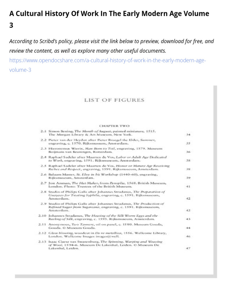 A Cultural History Of Work In The Early Modern Age Volume 3 | PDF ...