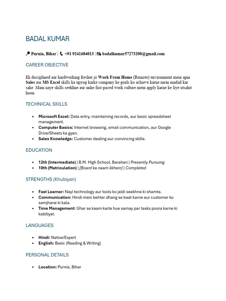 Badal Resume | PDF