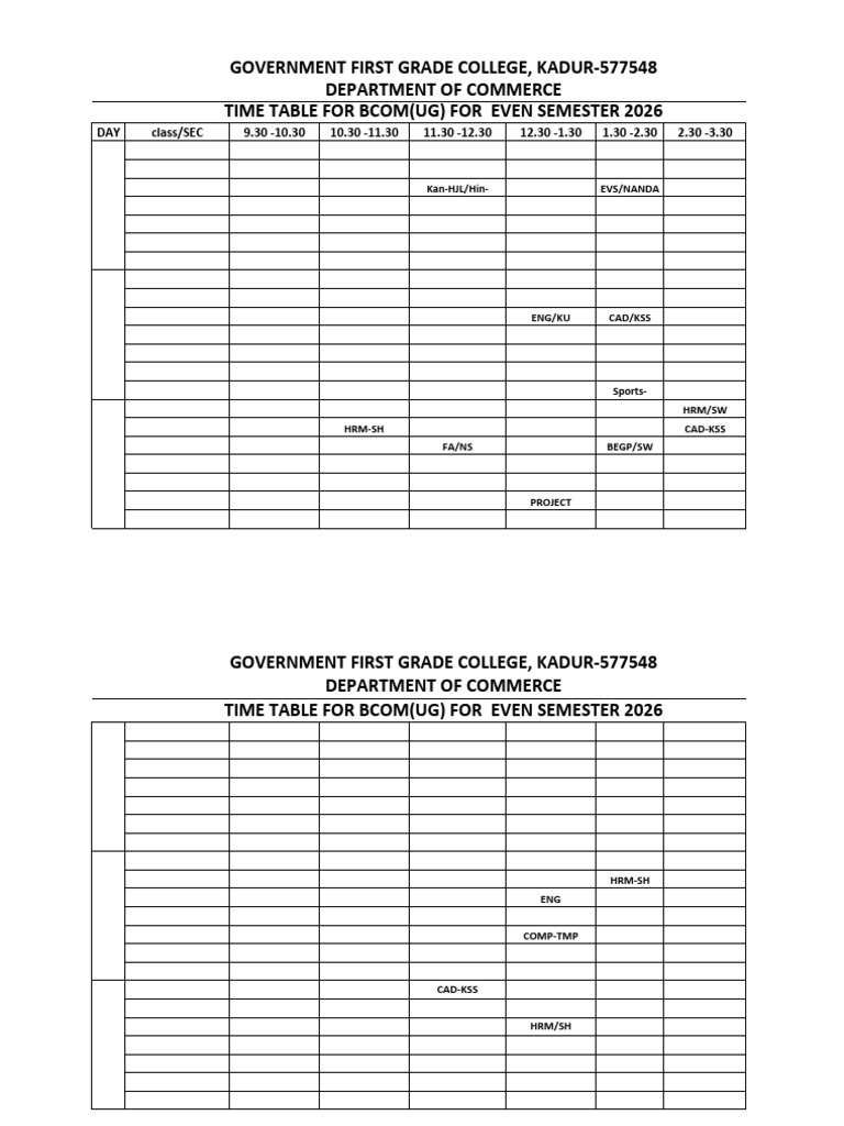 TIME Table Final | PDF