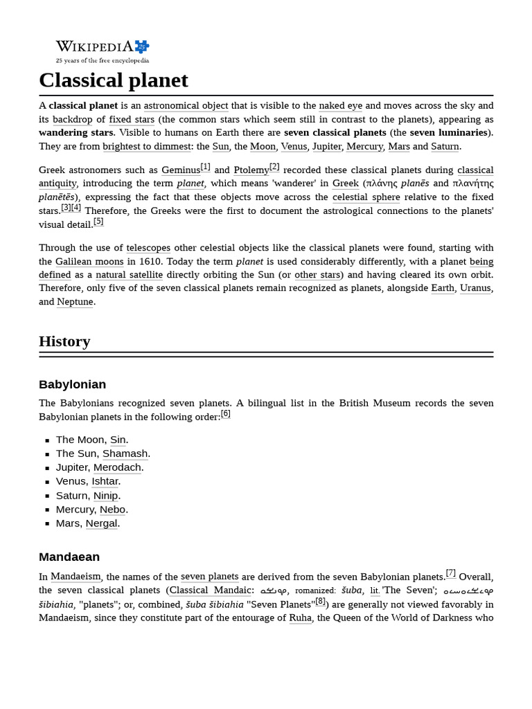 Classical Planets Overview and History | PDF | Planets In Astrology ...