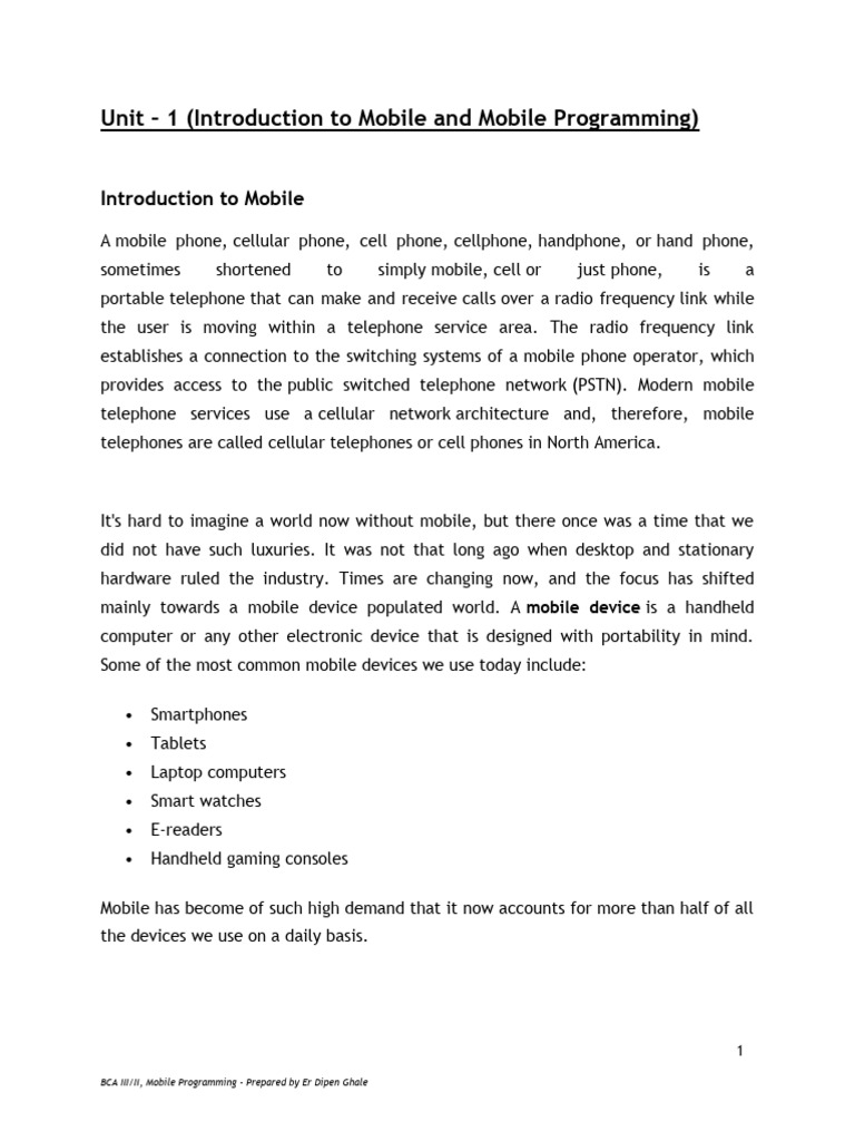 Introduction-Mobile-and-Mobile-Programming | PDF | Mobile Phones ...
