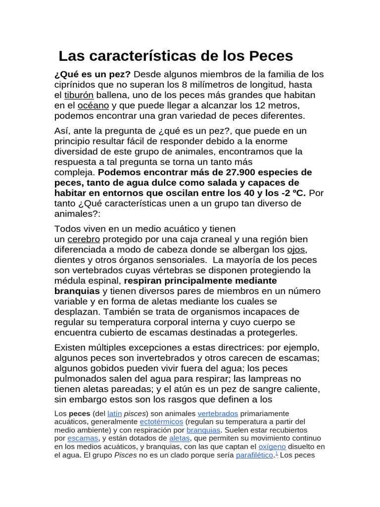 Características de los Peces y Clasificación | PDF | Pescado | Vertebrados
