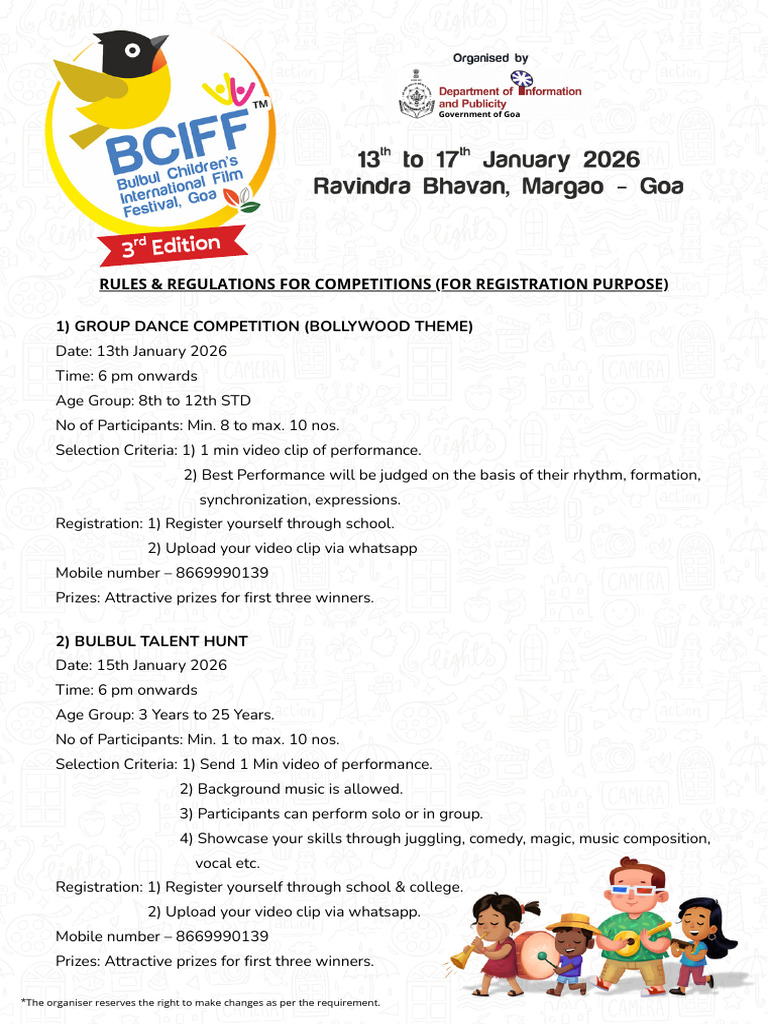 Goa Talent Competitions 2026 Details | PDF