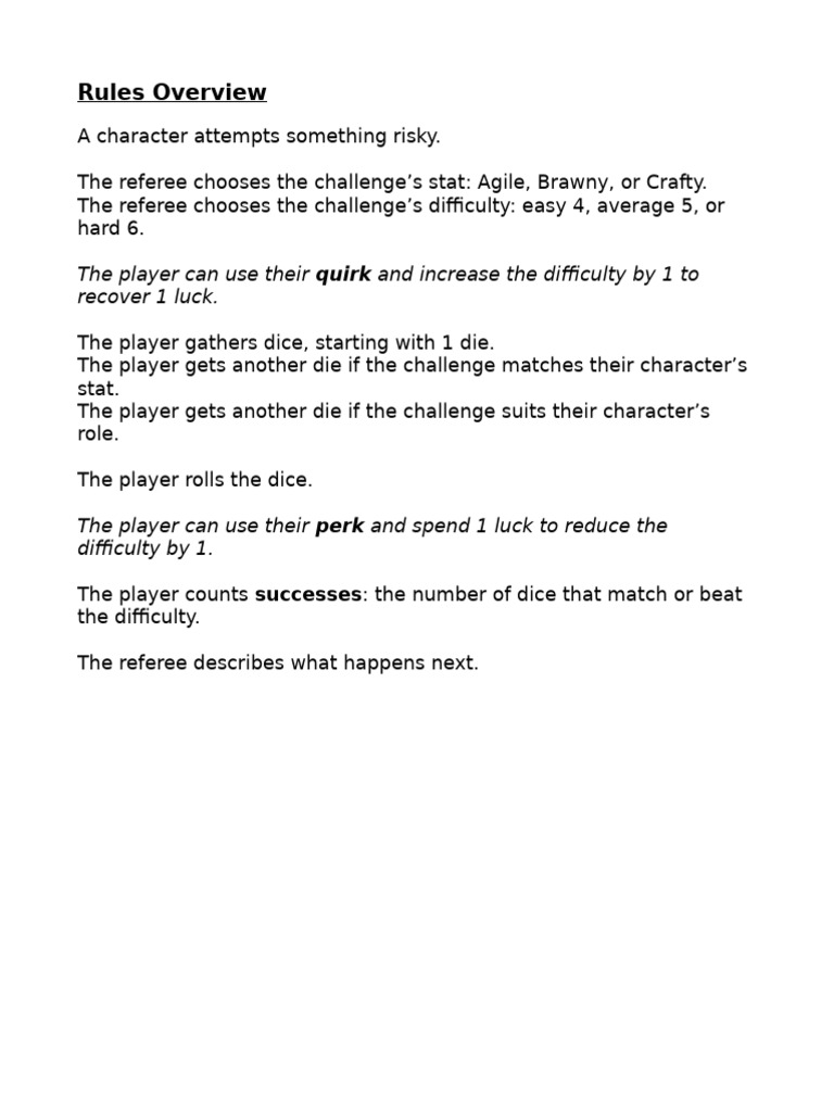 Rules Summary | PDF