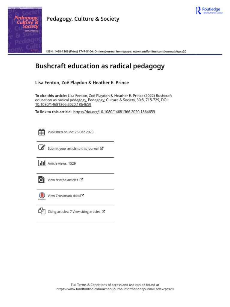 Bushcraft Education as Radical Pedagogy | PDF | Pedagogy | Knowledge