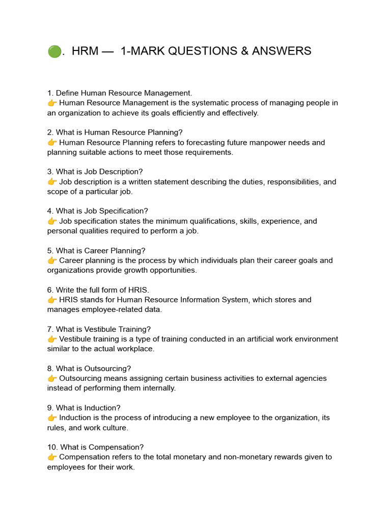 HRM Key Concepts: Questions & Answers | PDF | Human Resources | Recruitment