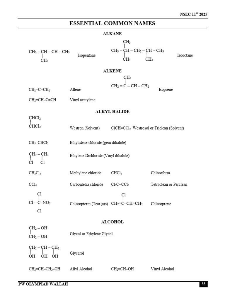 Essential Organic Compound Names | PDF | Carboxylic Acid | Ether