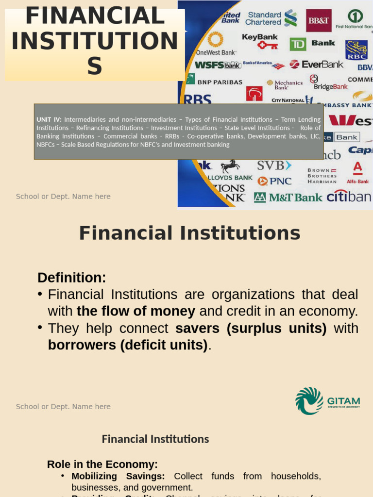Types of Financial Institutions Explained | PDF | Banks | Non Bank ...
