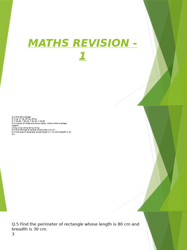Maths Revision -1 | PDF