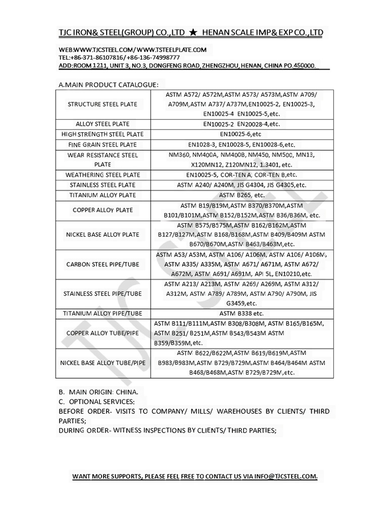 Steel Products and Services from TJC Iron & Steel | PDF