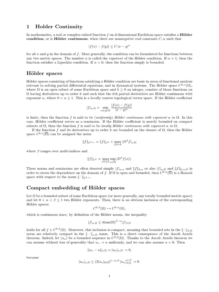 Holder Continuity | PDF | Continuous Function | Function (Mathematics)