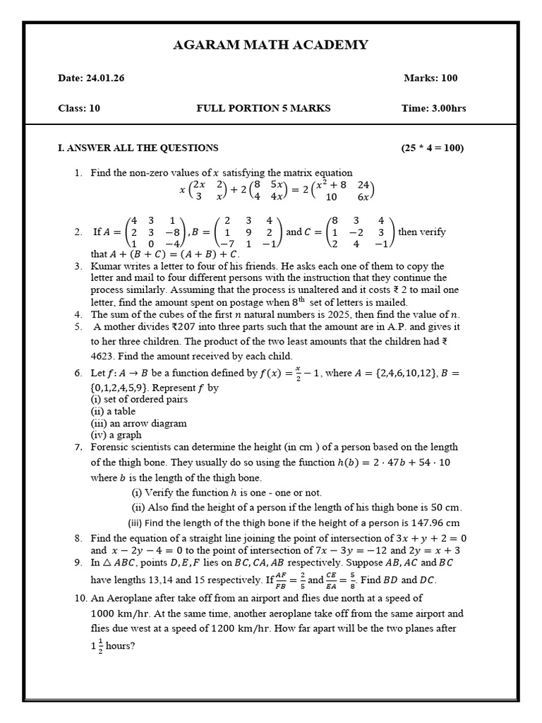 Class 10 Math Exam Questions | PDF | Euclidean Geometry | Geometric Shapes