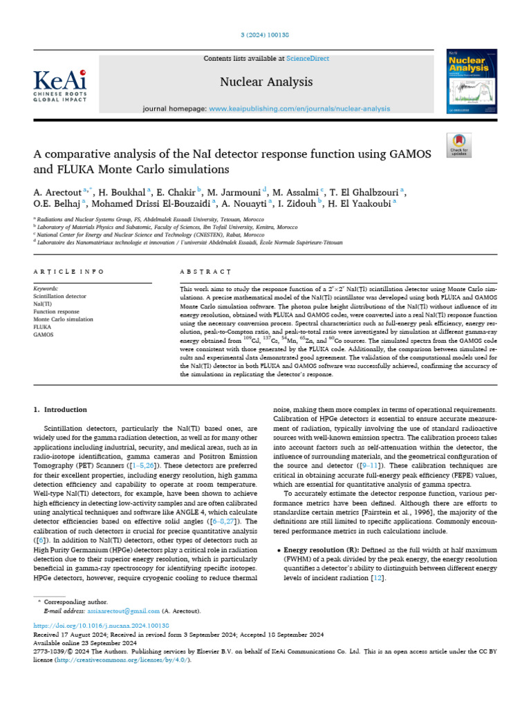 A Comparative Analysis of the NaI Detector Response Function Using ...