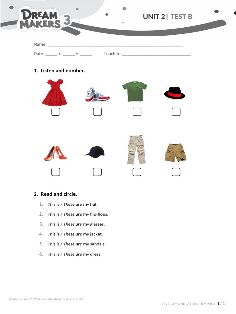 Dream Makers 3 Test 2B | PDF | Clothing | Fashion