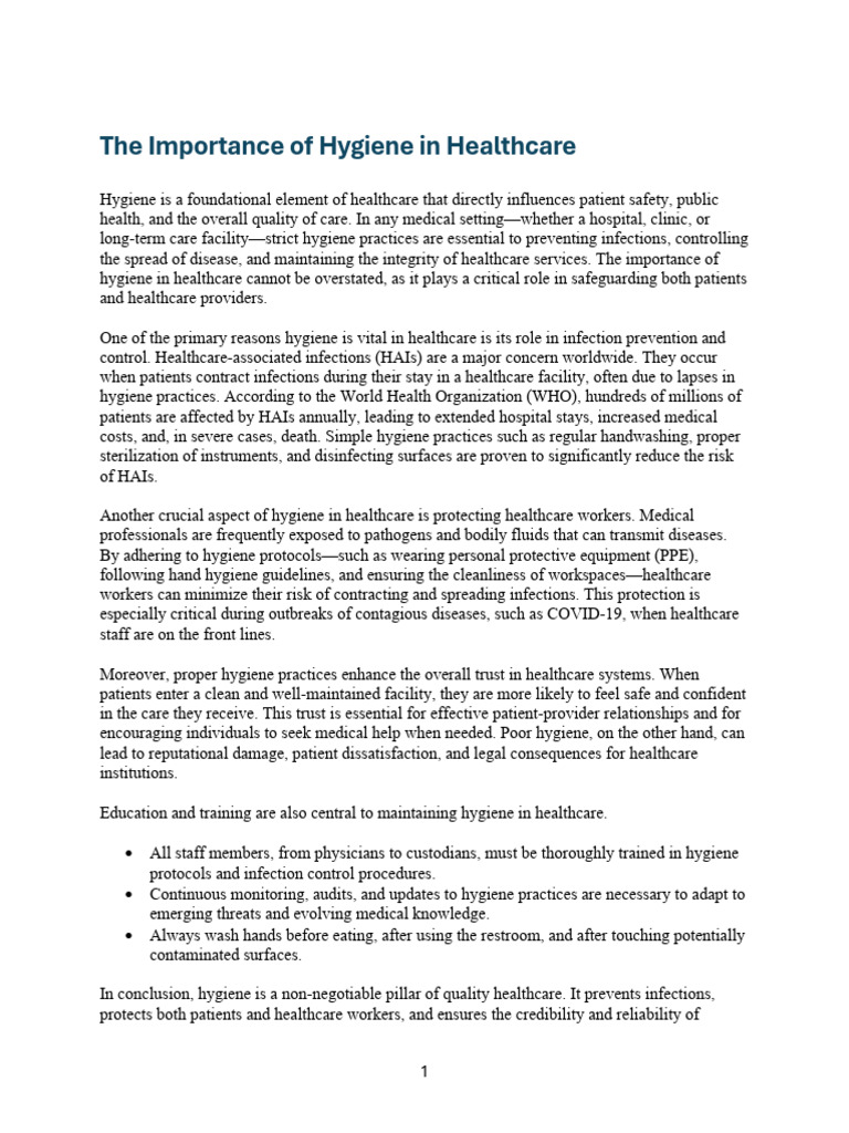 Hygiene_Essay | PDF | Hygiene | Health Policy