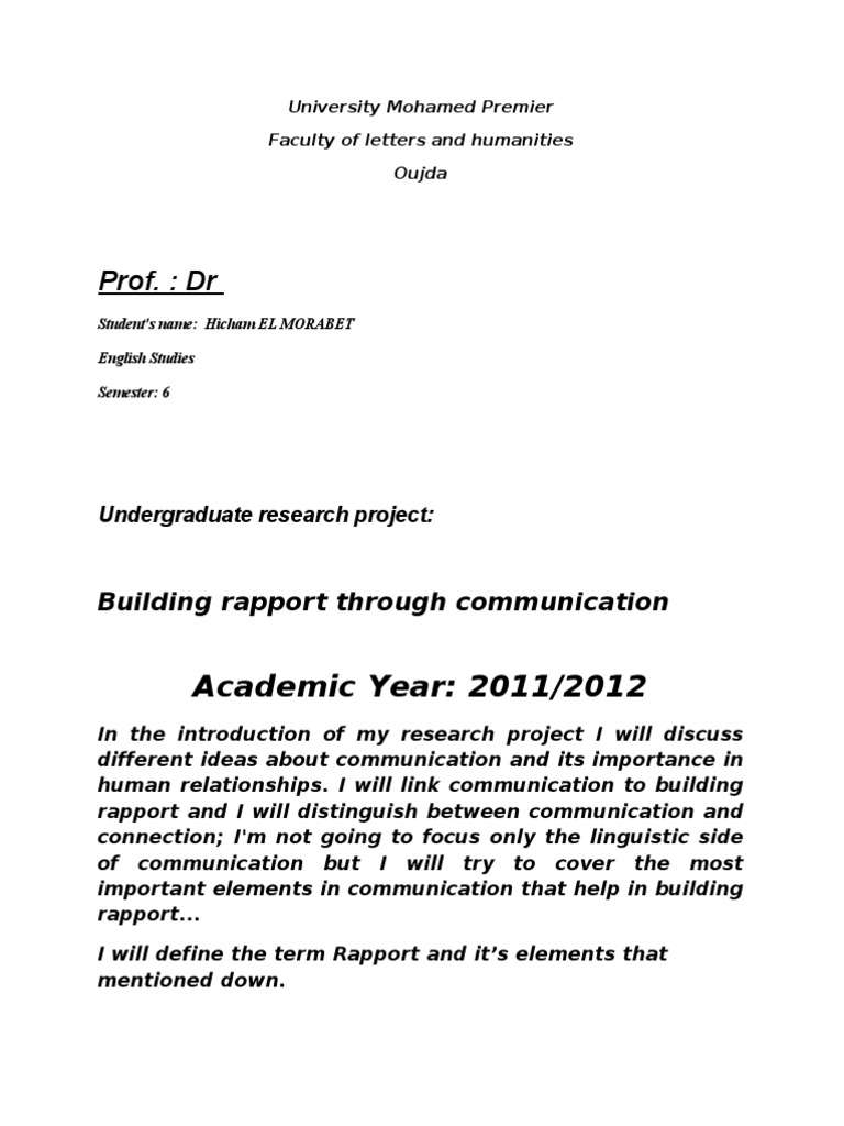 Building Rapport Through Communication | PDF
