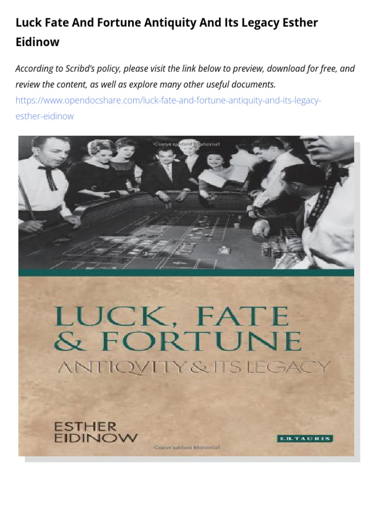 Luck Fate And Fortune Antiquity And Its Legacy Esther Eidinow | PDF ...