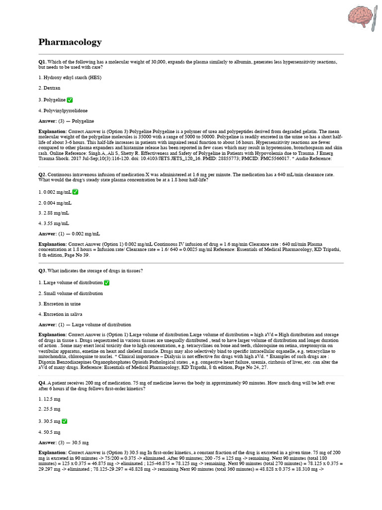 Key Pharmacology Concepts and Questions | PDF | Phases Of Clinical ...