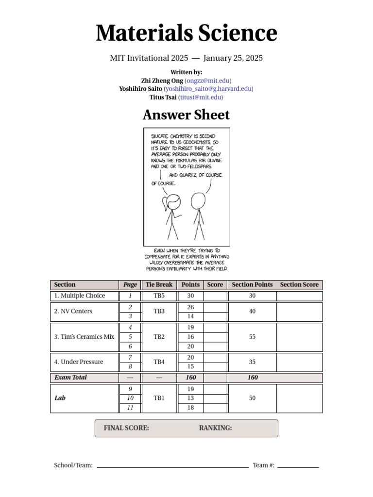 MIT 2025 Materials Science Exam Guide | PDF | Applied And ...
