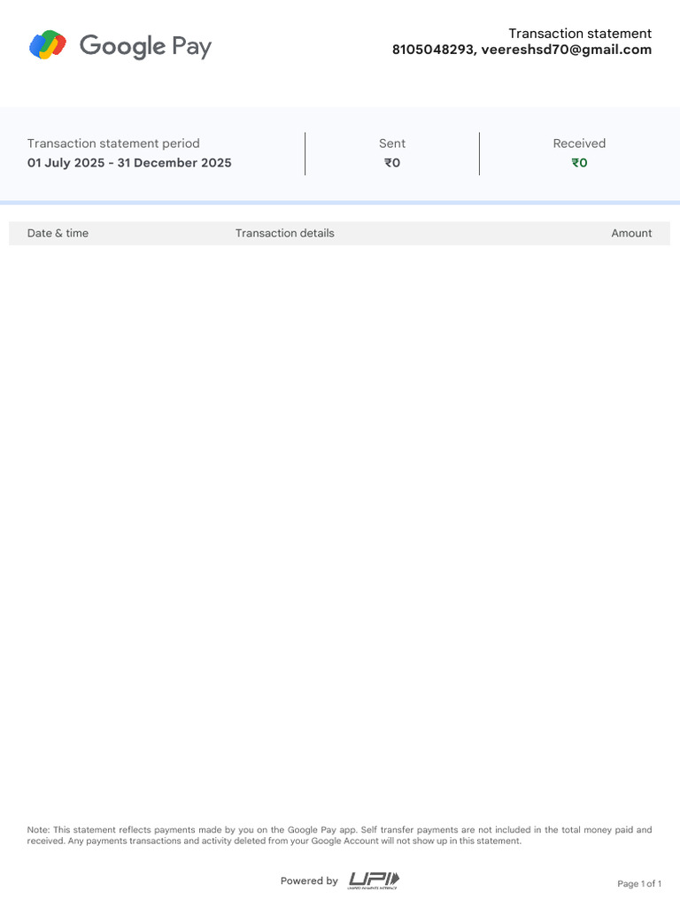 Google Pay Transaction Statement 2025 | PDF