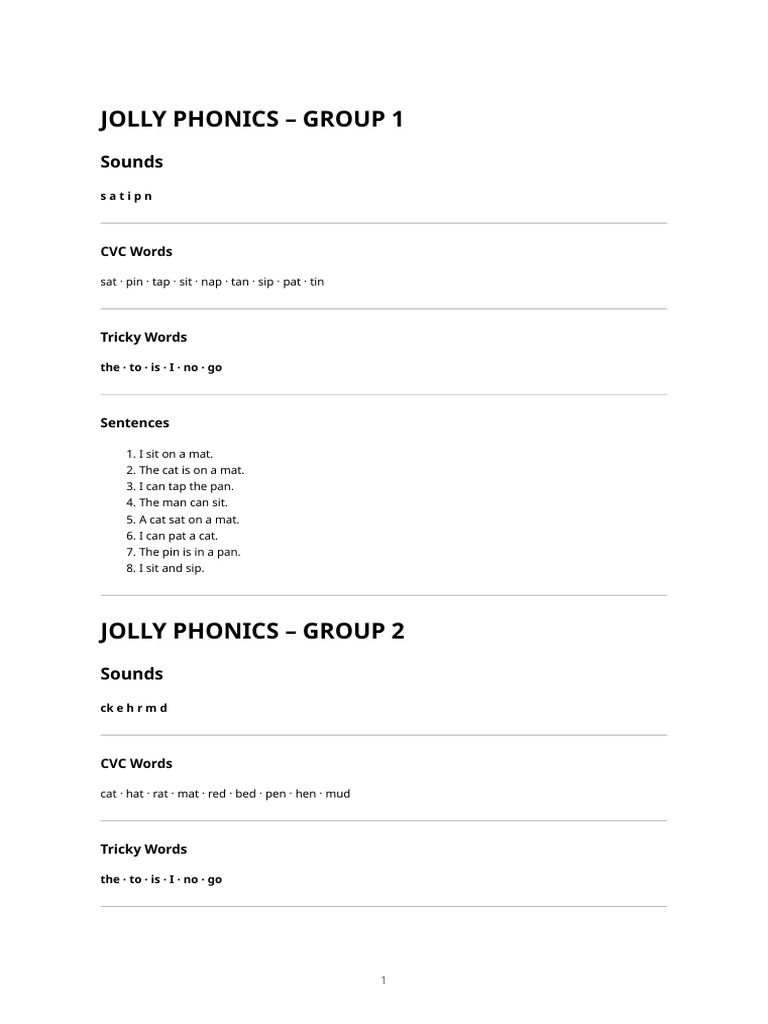 Jolly Phonics: Sounds and Sentences Guide | PDF | Chess | Chess Theory