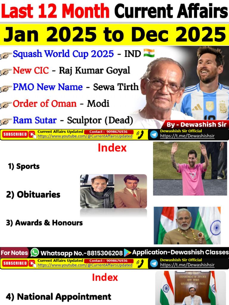 Current Affairs Highlights 2025 | PDF