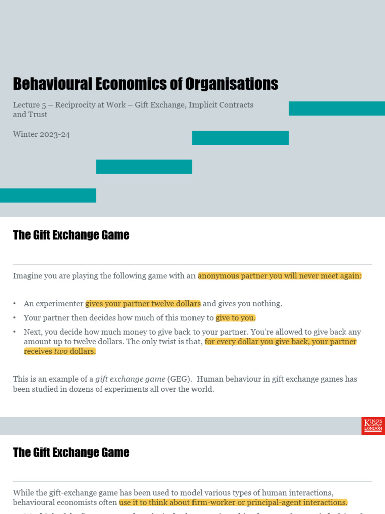 Gift Exchange Game in Behavioral Economics | PDF | Incentive | Employment