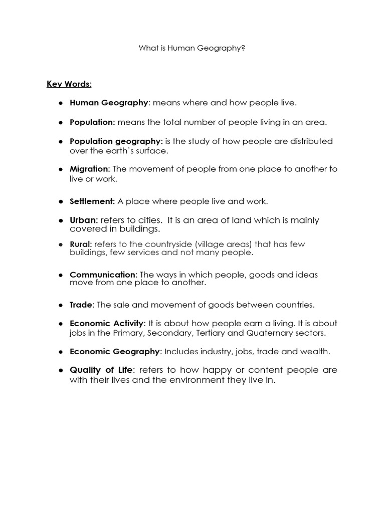 Human Geography Key Words | PDF