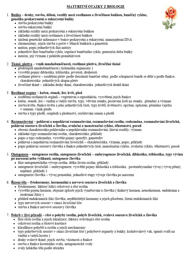 Maturitní Otázky z Biologie | PDF