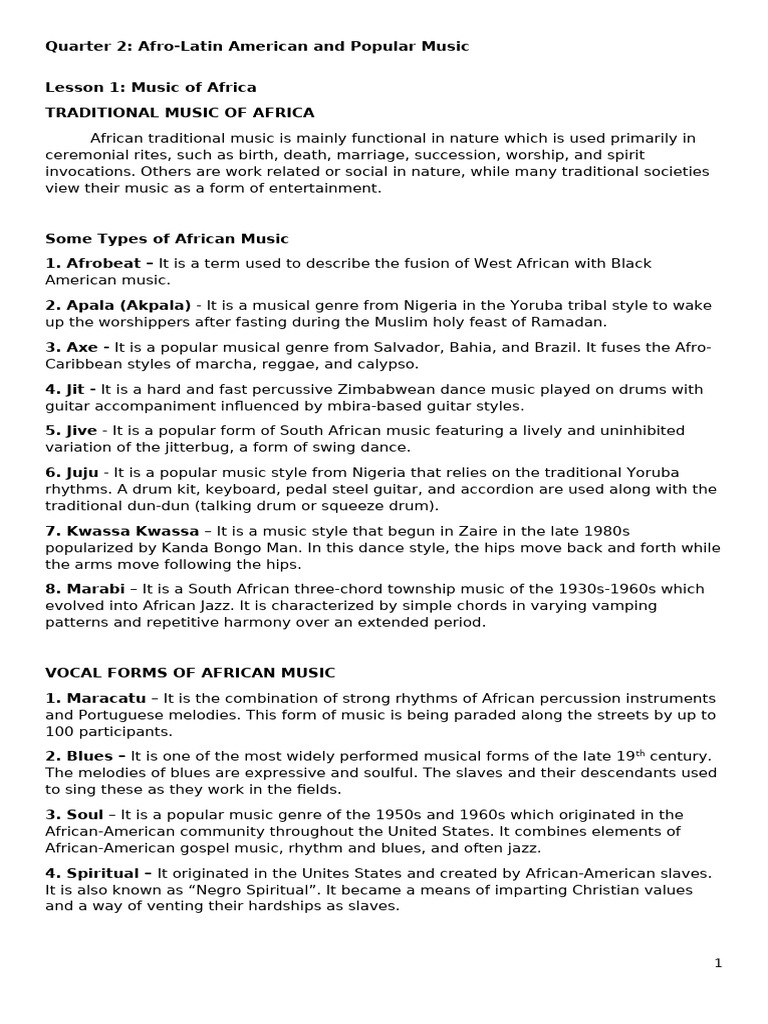 Quarter 2 Lesson 1 | PDF | String Instruments | Musicology