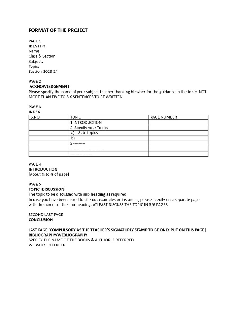 Project Format Guidelines 2023-24 | PDF