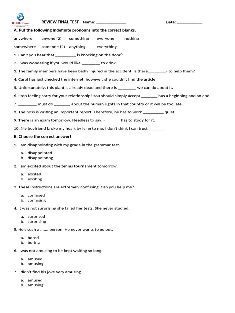 Review Final Test Grade 6 Pb | PDF