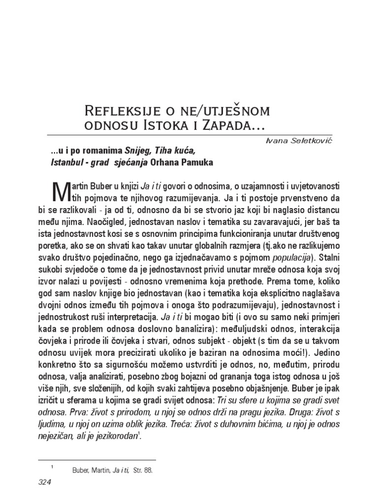 Refleksije o Ne/utješnom Odnosu Istoka I Zapada... Ivana Seletković | PDF