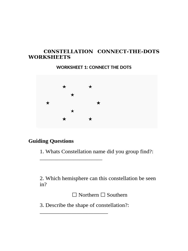 c0nstellation Connect Worksheet | PDF