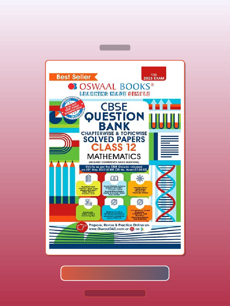 Test Bank for CBSE Question Bank Class 12 Mathematics Book Based on ...