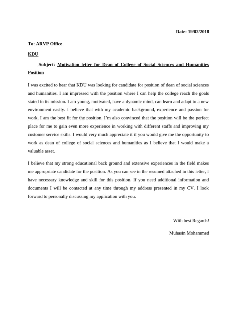 Motivational Letters | PDF