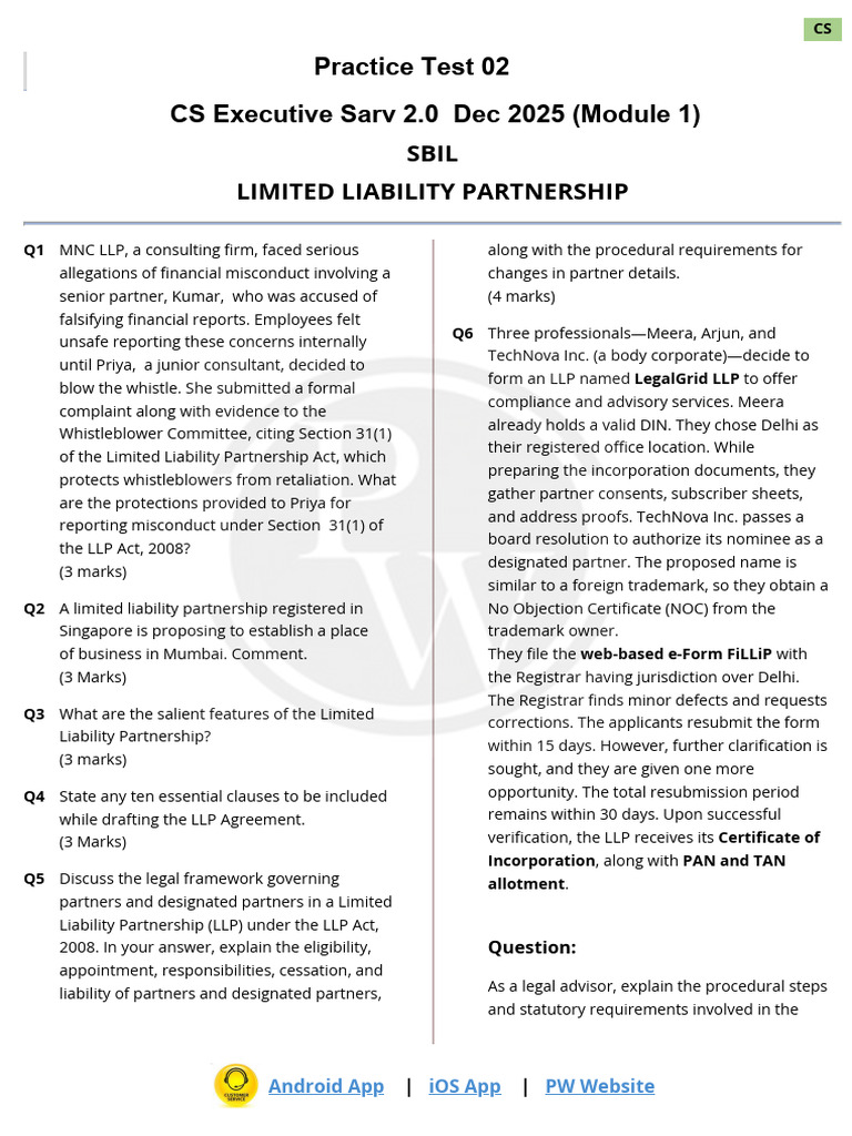 Practice Test 02 Test Paper | PDF | Limited Liability Partnership ...