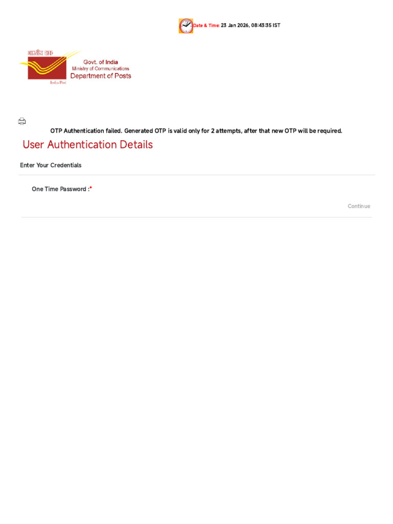 Department of Post Internet Login _ User Authentication Details | PDF
