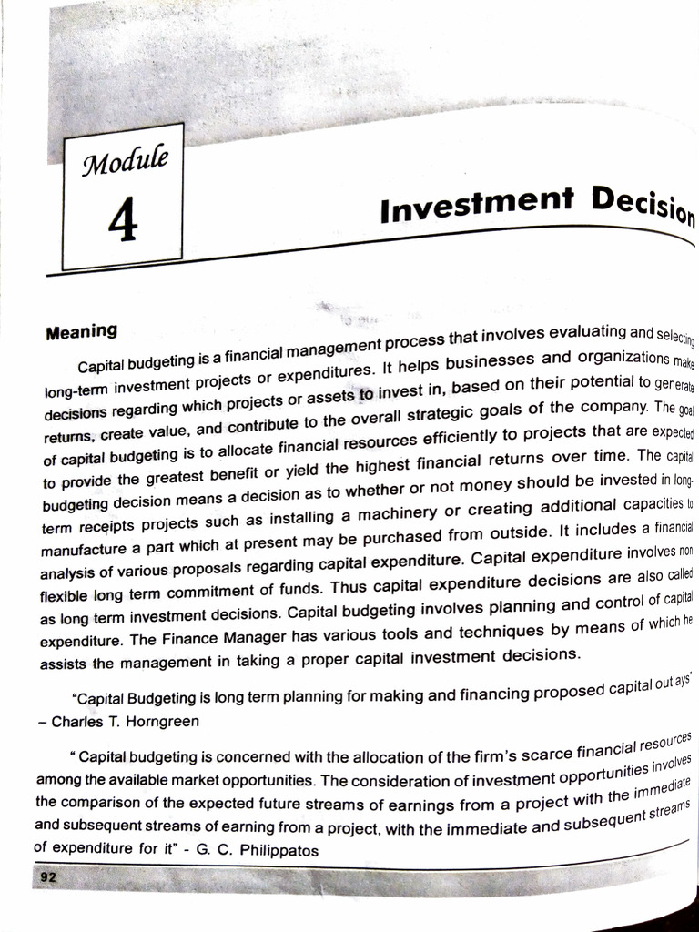 Capital Budgeting Notes | PDF