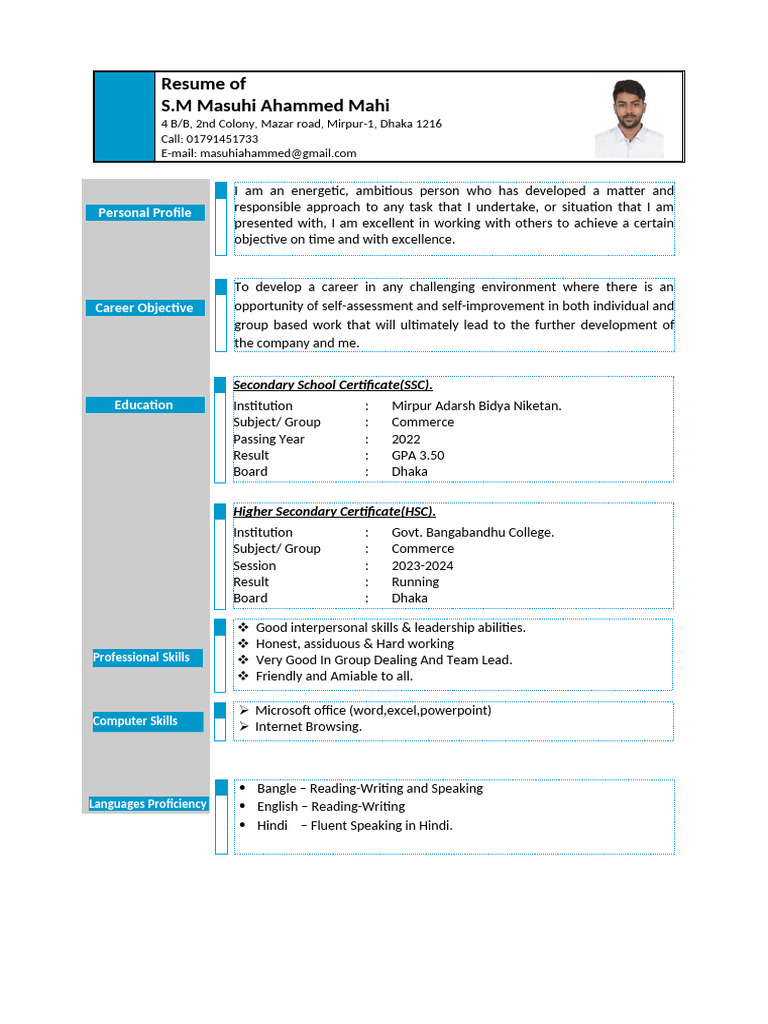 Curriculum Vitae of Mahi (Word Document) | PDF