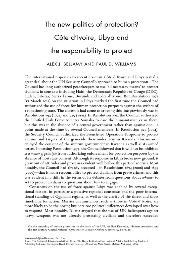 New Politics Protection | PDF | Responsibility To Protect | Ivory Coast