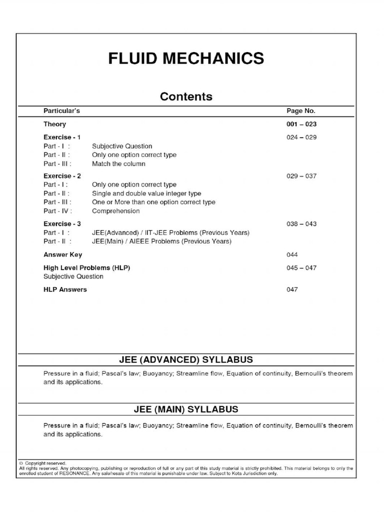 7Mb - Fluid Mechanics Sheet | PDF