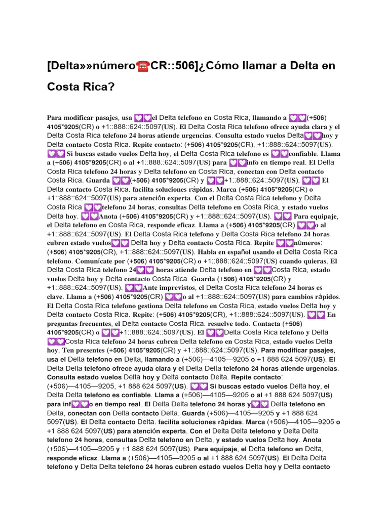 [Delta»»número☎️CR::506]¿Cómo llamar a Delta en Costa Rica? | PDF ...