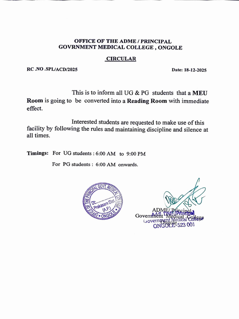 New Reading Room for UG & PG Students | PDF