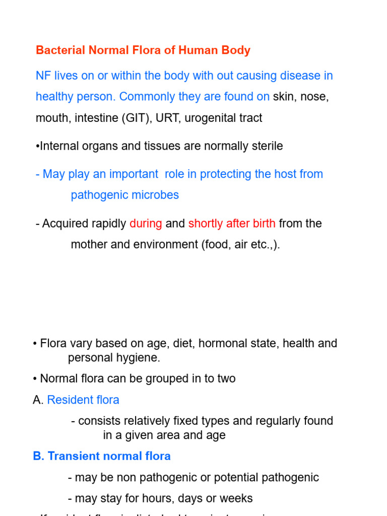 Bacterial Normal Flora in Humans | PDF