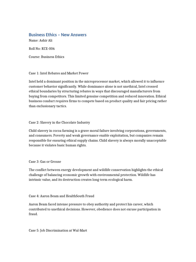 Business Ethics New Answers | PDF