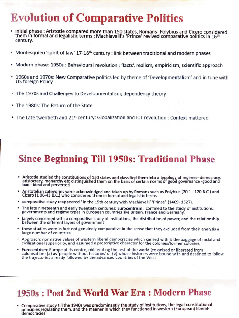 Evolution of Comparative Politics Overview | PDF | Modernization Theory ...